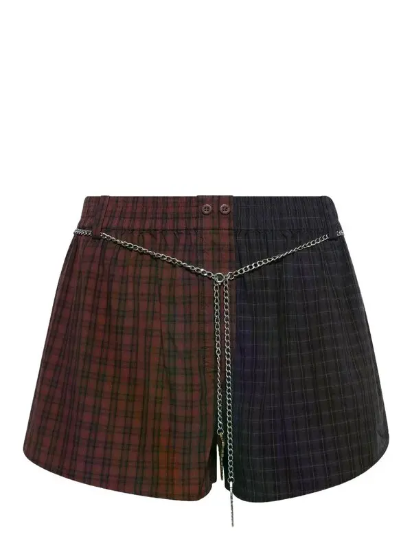Alexander Wang Plaid Chain-belt Shorts - Brown