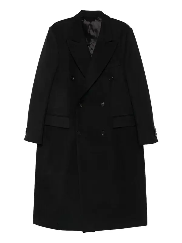 Husbands Double-breasted Wool Coat - Black