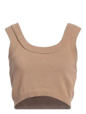 VICOLO Knitted Sleeveless Crop Top - Beige