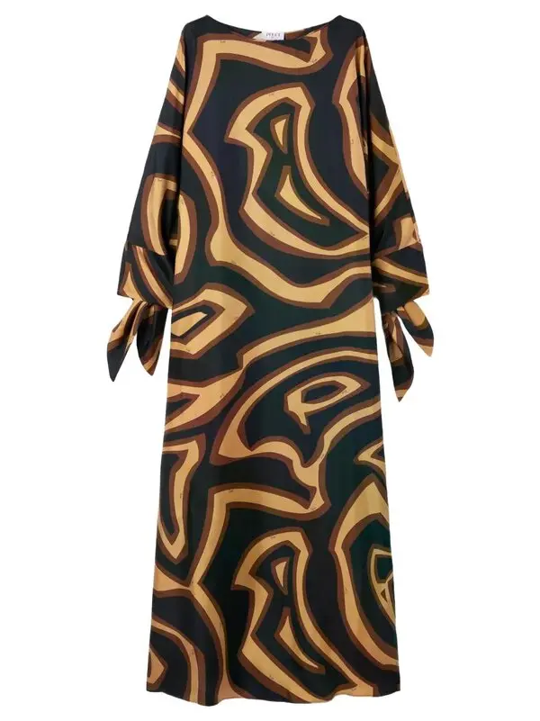 Emilio Pucci Wave-print Kaftan Dress - Black