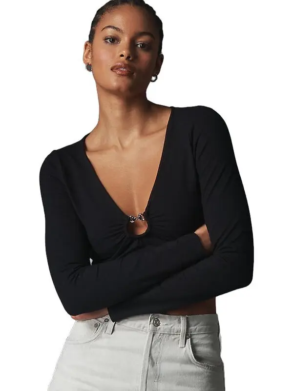 Maeve Tack House Long-sleeve Top - Black Onyx
