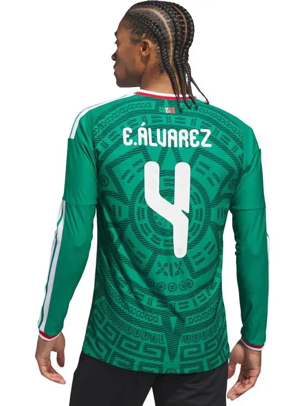 Adidas Mexico 26 Home Alvarez Authentic Long Sleeve Jersey - Bold Green / Soccr-mxs