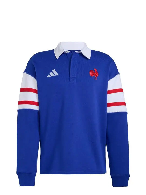 Adidas France Heritage Long Sleeve Rugby Polo - Semi Lucid Blue