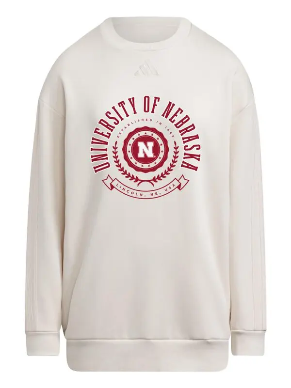 Adidas Nebraska Cornhuskers Exclusive 3-stripes Oversized Crew - Wonder White / Multi