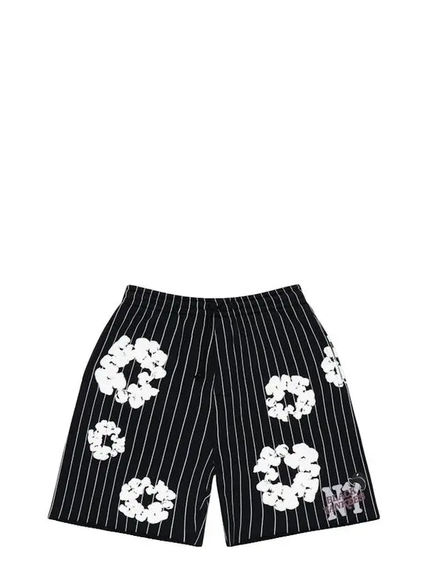 DENIM TEARS Pinstripe Wreath Sweatshorts - Black