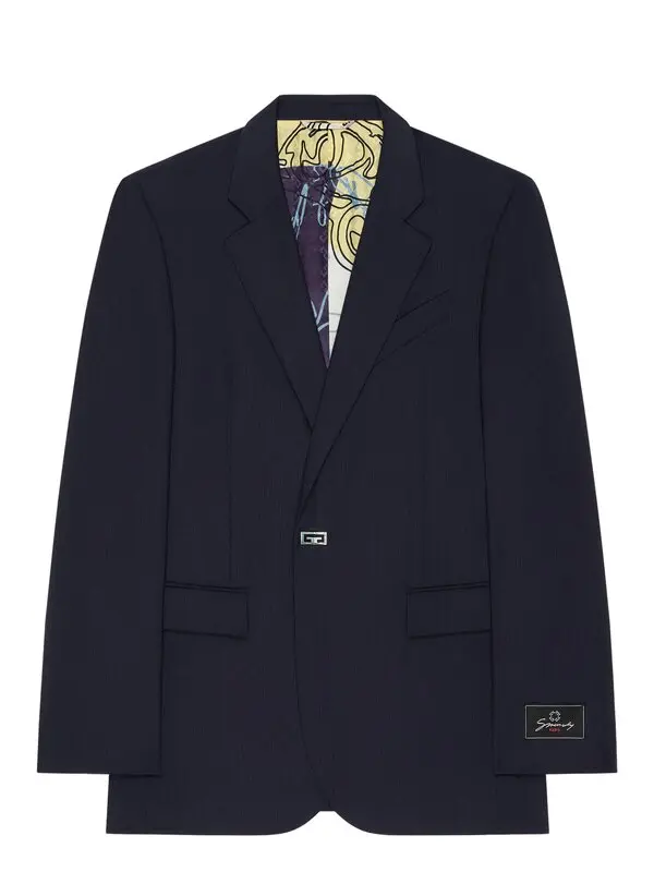 Givenchy Slim Fit Wool Jacket With 2g Button - Midnight Blue