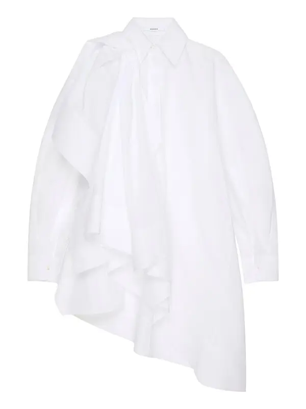 Givenchy Asymmetric Cotton Shirt Dress With Bow Detail - White