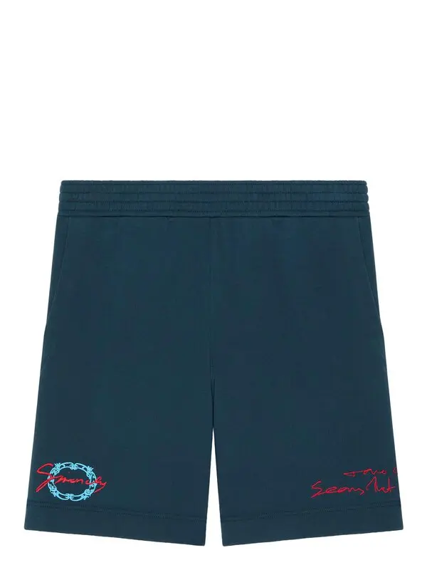 Givenchy Fleece Bermuda Shorts With Medallion - Petrol Blue