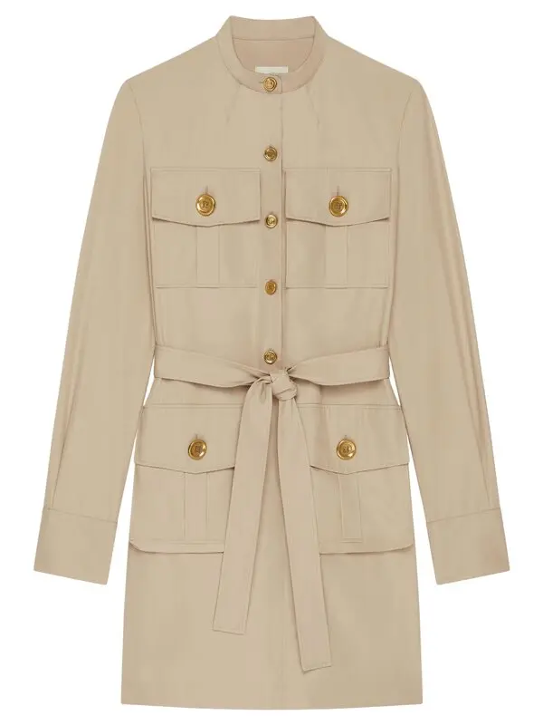 Givenchy Safari Shirt Dress In Poplin - Taupe