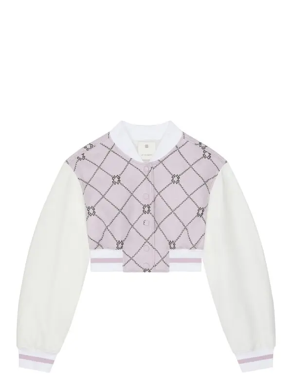 Givenchy Cropped Checked Varsity Jacket - Grey/pink