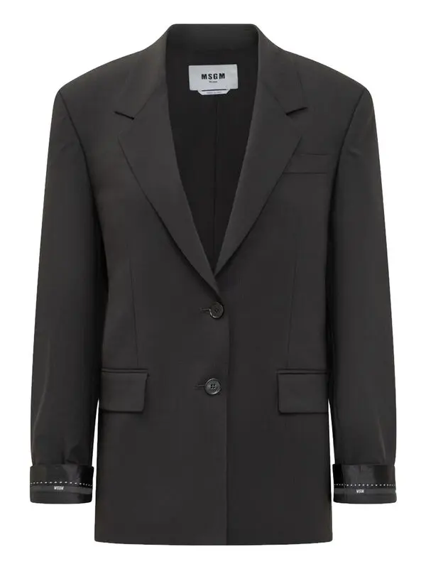 MSGM Double-breasted Blazer With Contrast Cuffs - Black