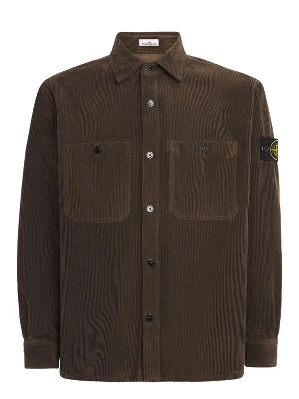 Stone Island Organic Cotton Corduroy Overshirt - Green
