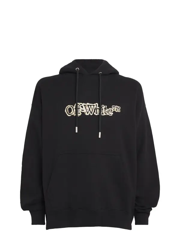 Off-White Cotton Cloudy Arrow Skate Logo Hoodie - Black