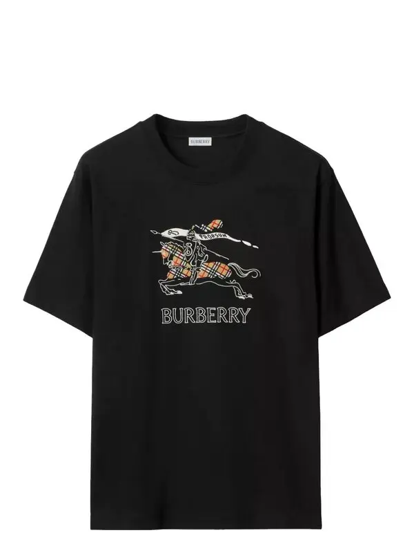 Burberry Equestrian Knight Cotton T-shirt - Black