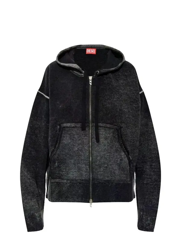 DIESEL® Zip-up Wool Hoodie - Black