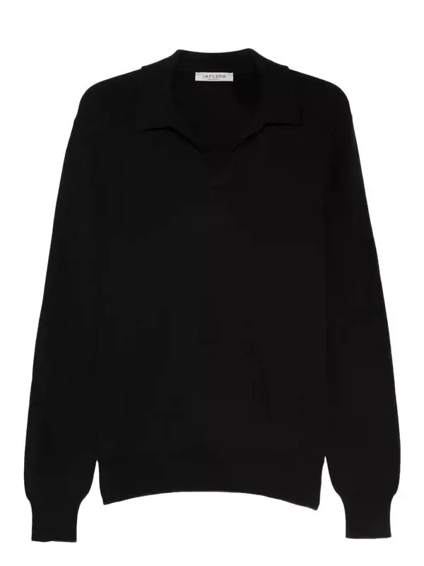 FILERIA Collared Long-sleeve Sweater - Black