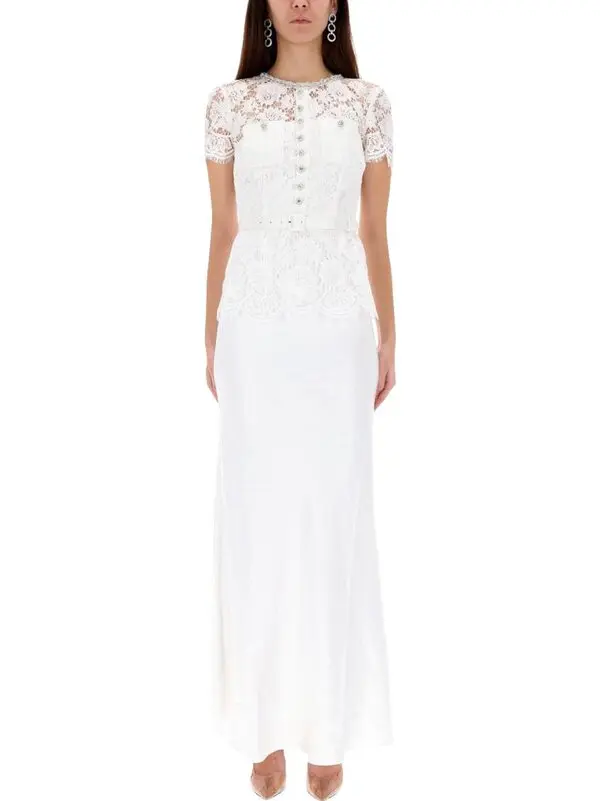 SELF-PORTRAIT Long Lace Dress - White