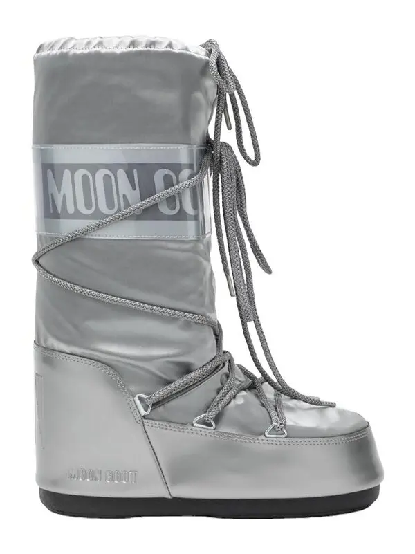 Moon Boot Icon Glace Satin Boots - Metal