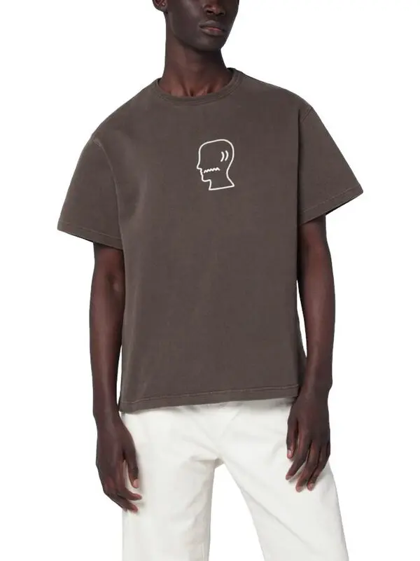 BRAIN DEAD Vintage-effect T-shirt With Embroidered Logo - Brown