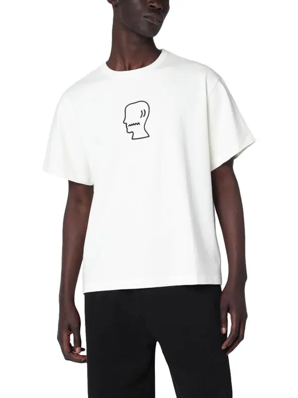 BRAIN DEAD White T-shirt With Embroidered Logo - Beige