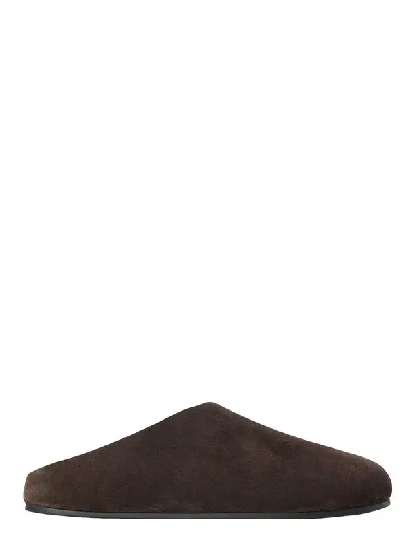 THE ROW Hudson Suede And Shearling Mules - Brown