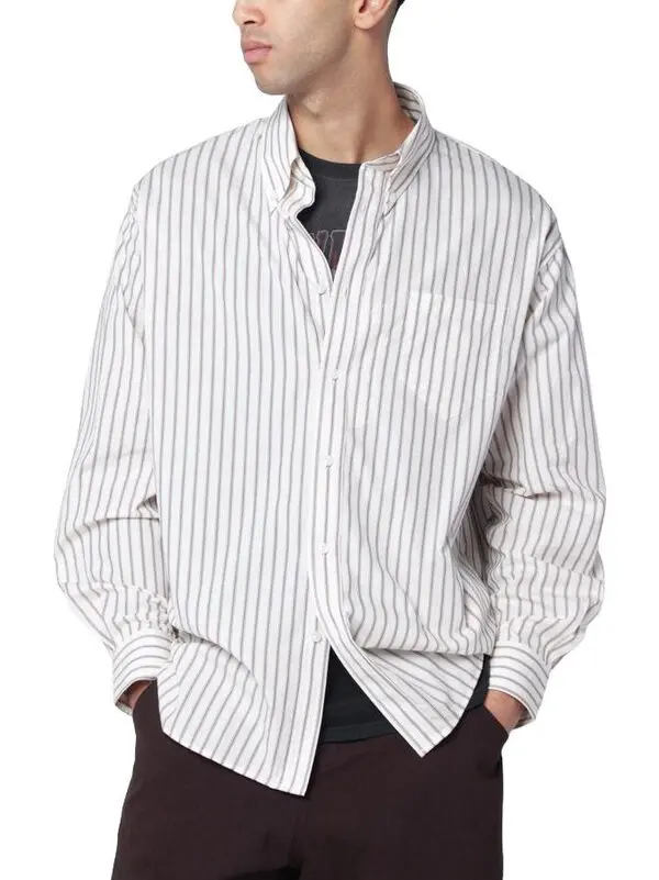 WILLY CHAVARRIA Veterano Striped Cotton Shirt - Burgundy