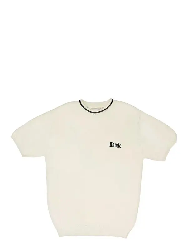 Rhude Logo-detail Ribbed-knit T-shirt - Neutrals