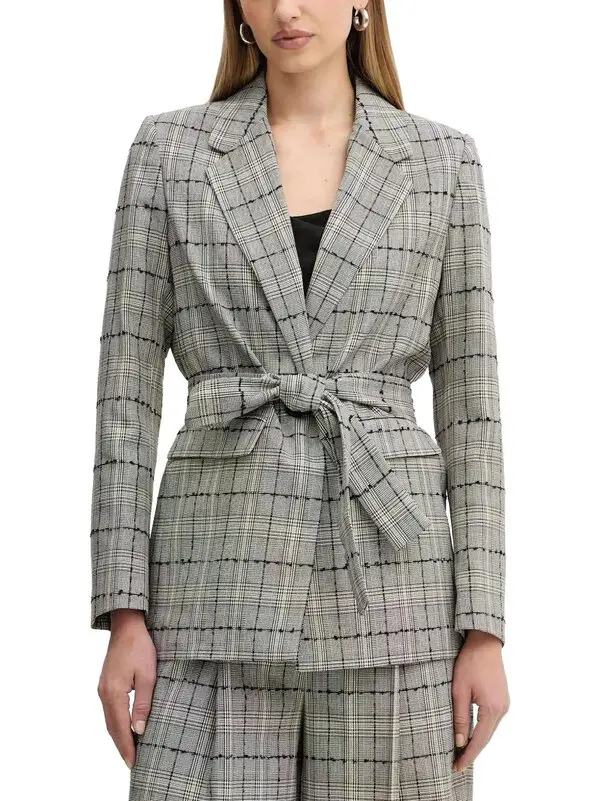 TWINSET Checked Belted Blazer - Grey