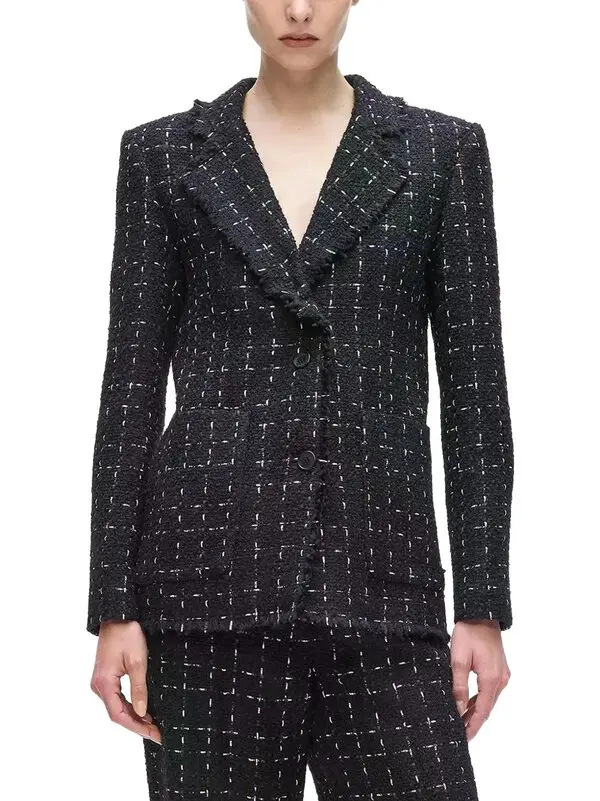 Karl Lagerfeld Single-breasted Tweed Blazer - Black