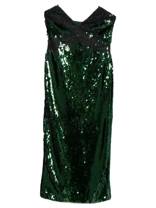 Retrofete Sequin Lace Midi Dress - Green