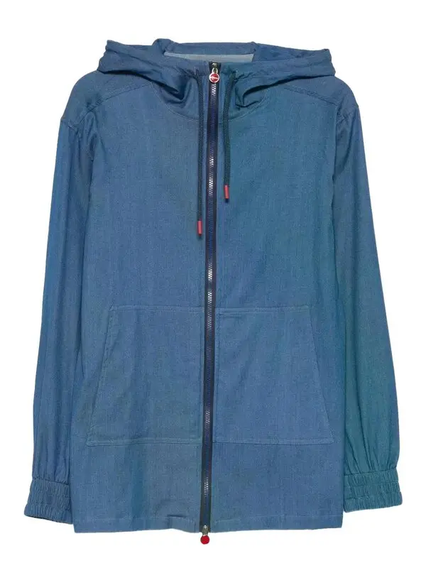 Kiton Hooded Zip Shirt - Blue