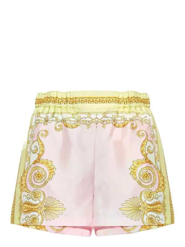 Versace Barocco-print Silk Shorts - Pink