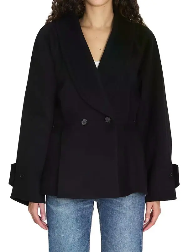 Chloé Shawl Collar Double-breasted Coat - Black