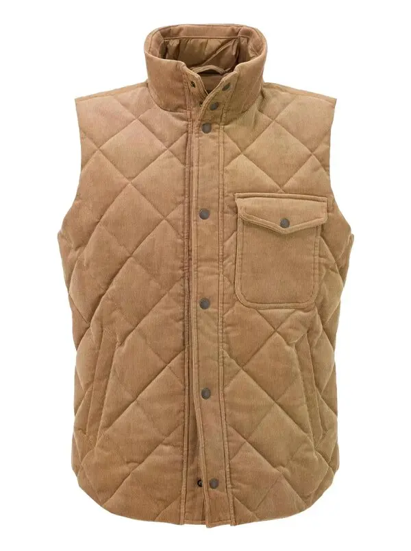 Boggi Milano Padded Velvet Gilet - Brown