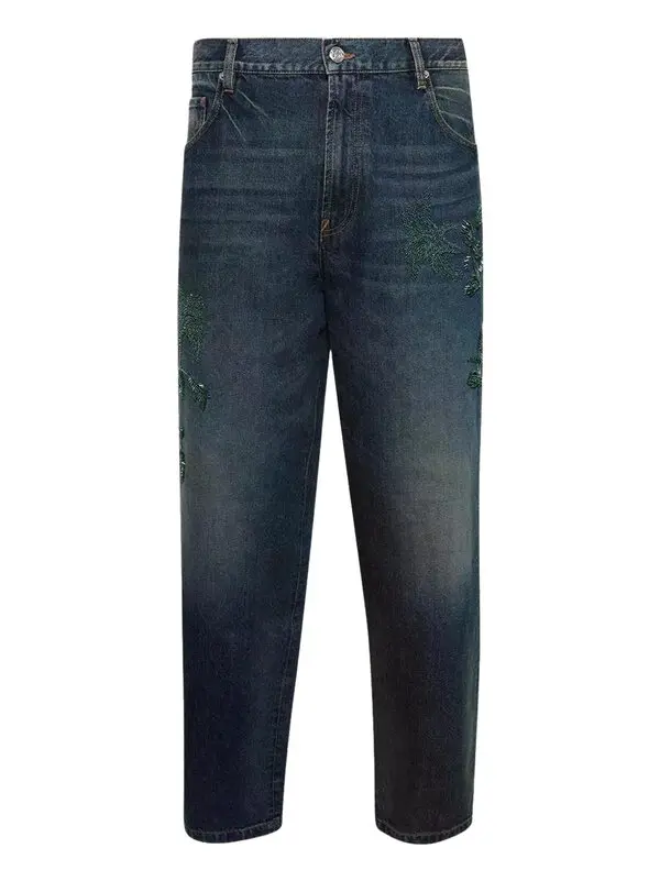 BLUEMARBLE Stonewashed Botanic-embroidered Jeans - Blue