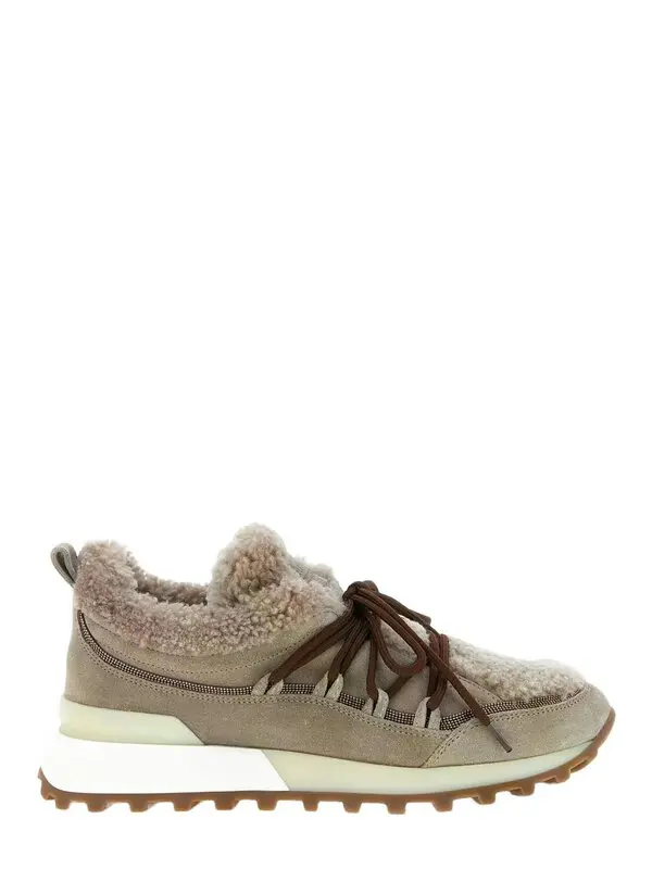 Brunello Cucinelli Monile Fur-lined Trainers - Neutrals