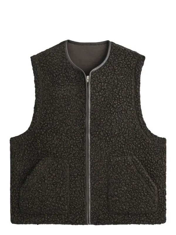 Cos Leather-trimmed Teddy Vest - Brown