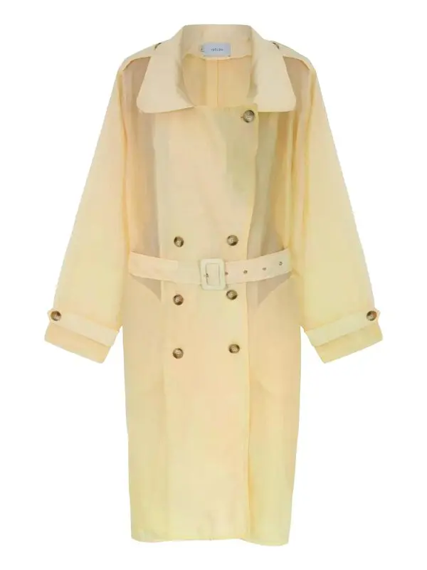 Isolda Oásis Belted Double-breasted Coat - Yellow