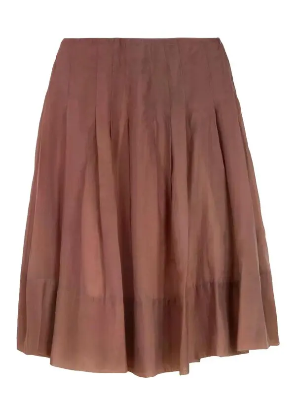 Isolda Horizonte Espelhado Pleated Midi Skirt - Brown