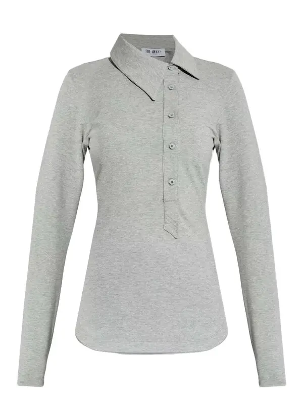 Attico Buttoned Collared Top - Grey