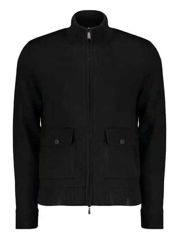 MOORER Zip-up High-neck Cardigan - Black