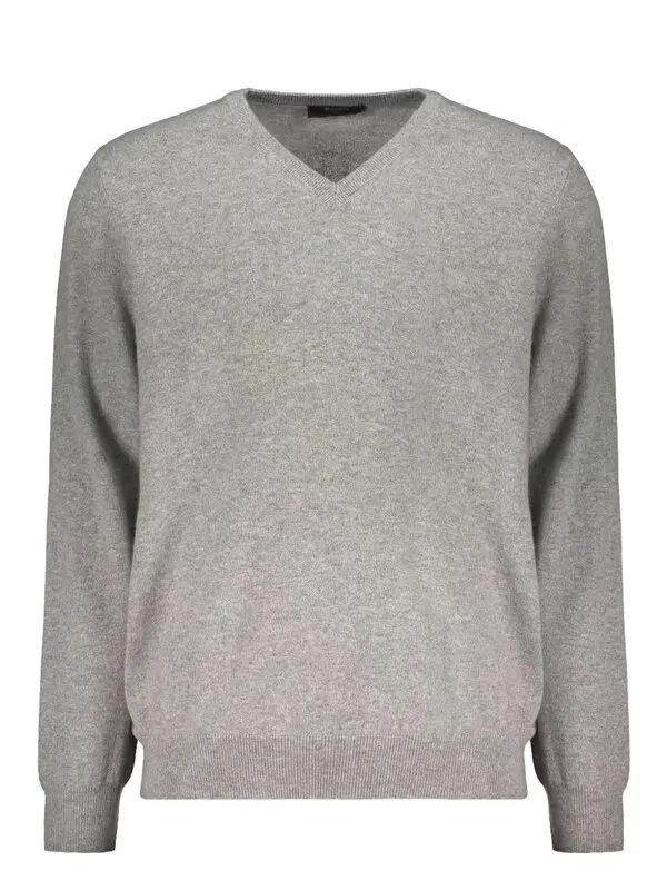 MOORER Long-sleeved V-neck Sweater - Grey