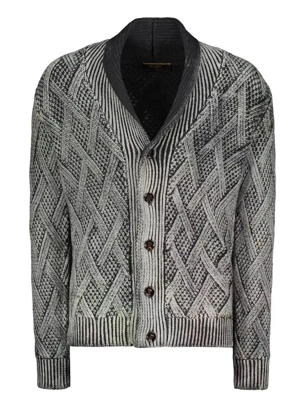 MOORER Diamond-knit Cardigan - Grey
