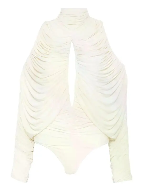 FRANCESCO MURANO Ruched Keyhole Bodysuit - White