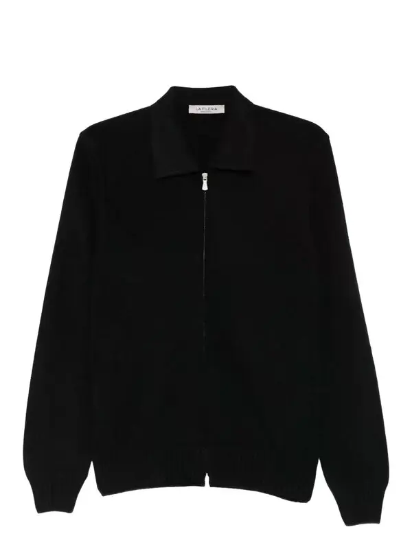 FILERIA Cashmere Collar Cardigan - Black