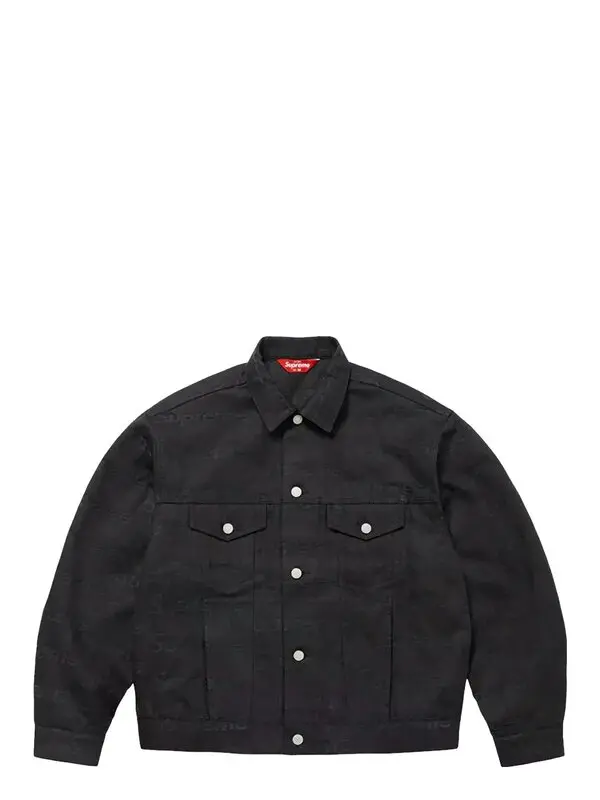Supreme Jacquard Logos Denim Trucker Jacket - Black