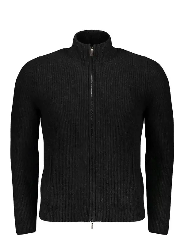 MOORER Ares-cah Zip-up Turtleneck Cardigan - Black