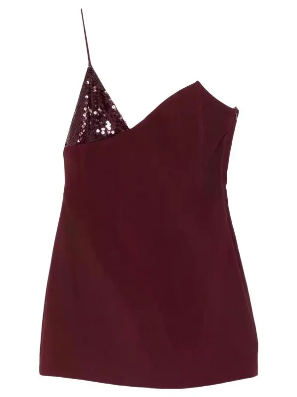 David Koma Sequin Asymmetric Mini Dress - Red