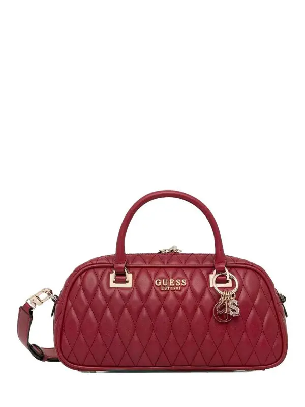Guess Quilted Tote Bag With Charm Detail - Red