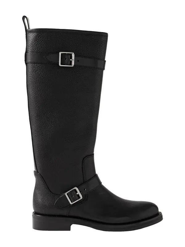 Simkhai Noah Buckled Full-grain Leather Knee Boots - Black